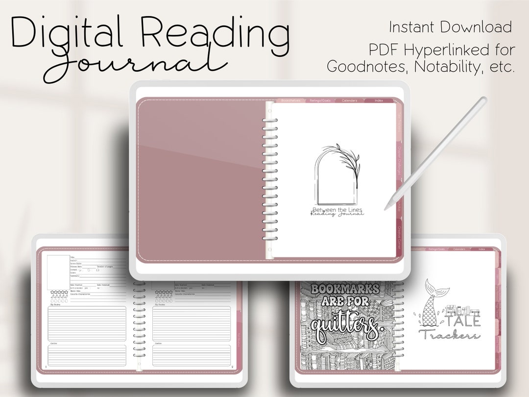 Digital Reading Tracker Journal Instant Download, Book Journal, Reading ...