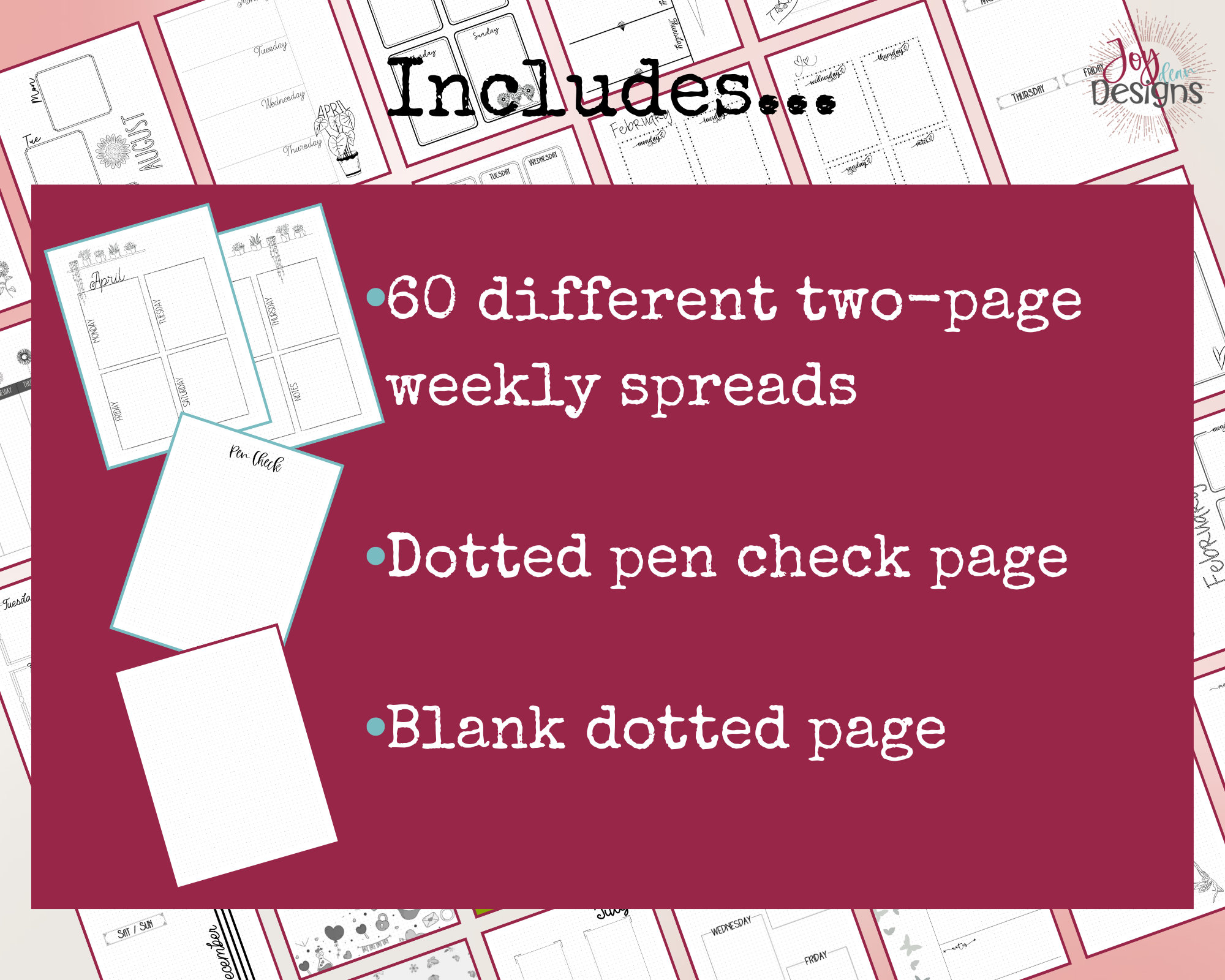 Premade Weekly Planner Printable Bullet Dotted Journal Pages - Etsy