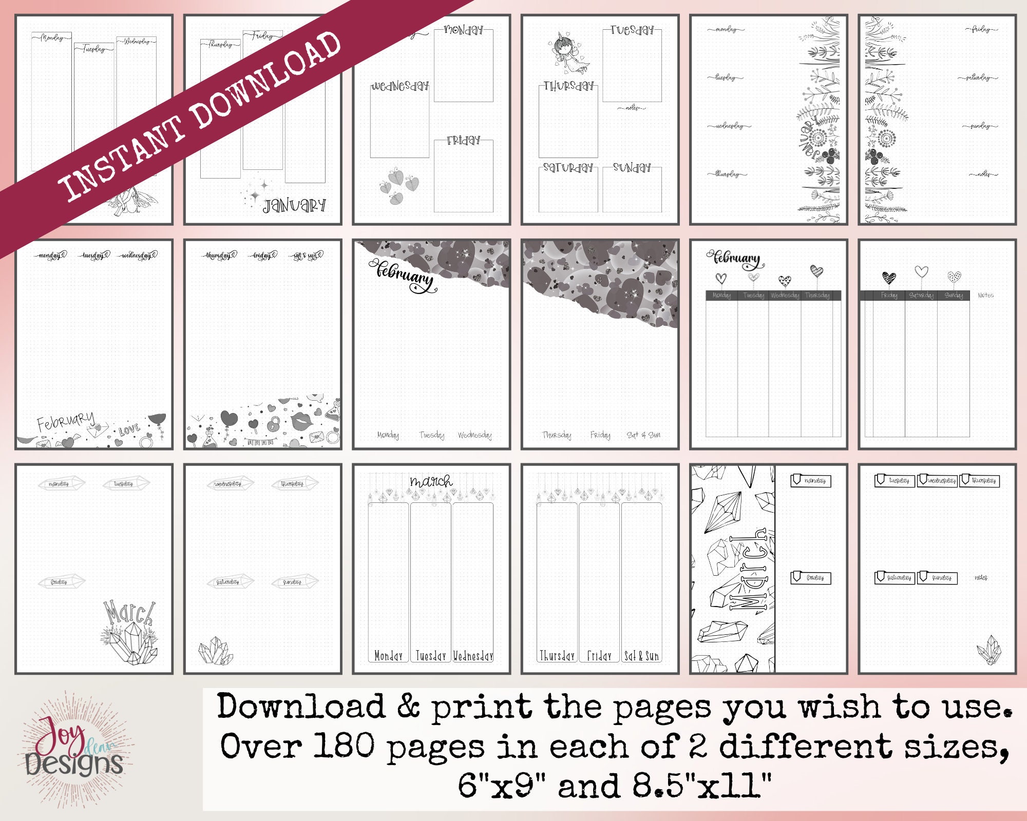 Premade Weekly Planner Printable Bullet Dotted Journal Pages - Etsy