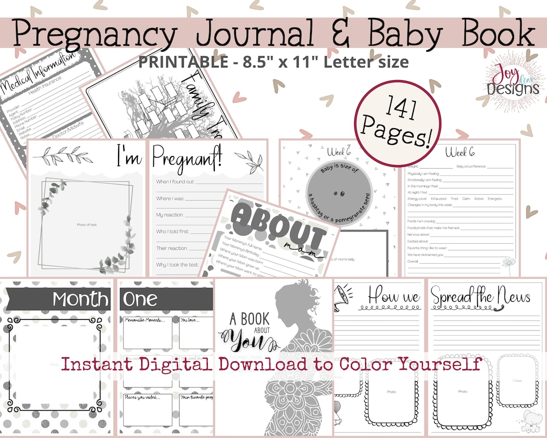 Printable Pregnancy Journal Memory Book to Track From Conception to ...