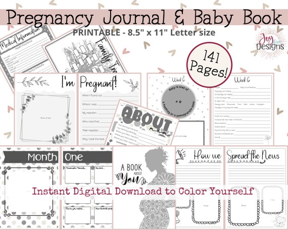 Printable Pregnancy Journal Memory Book to Track From | Etsy