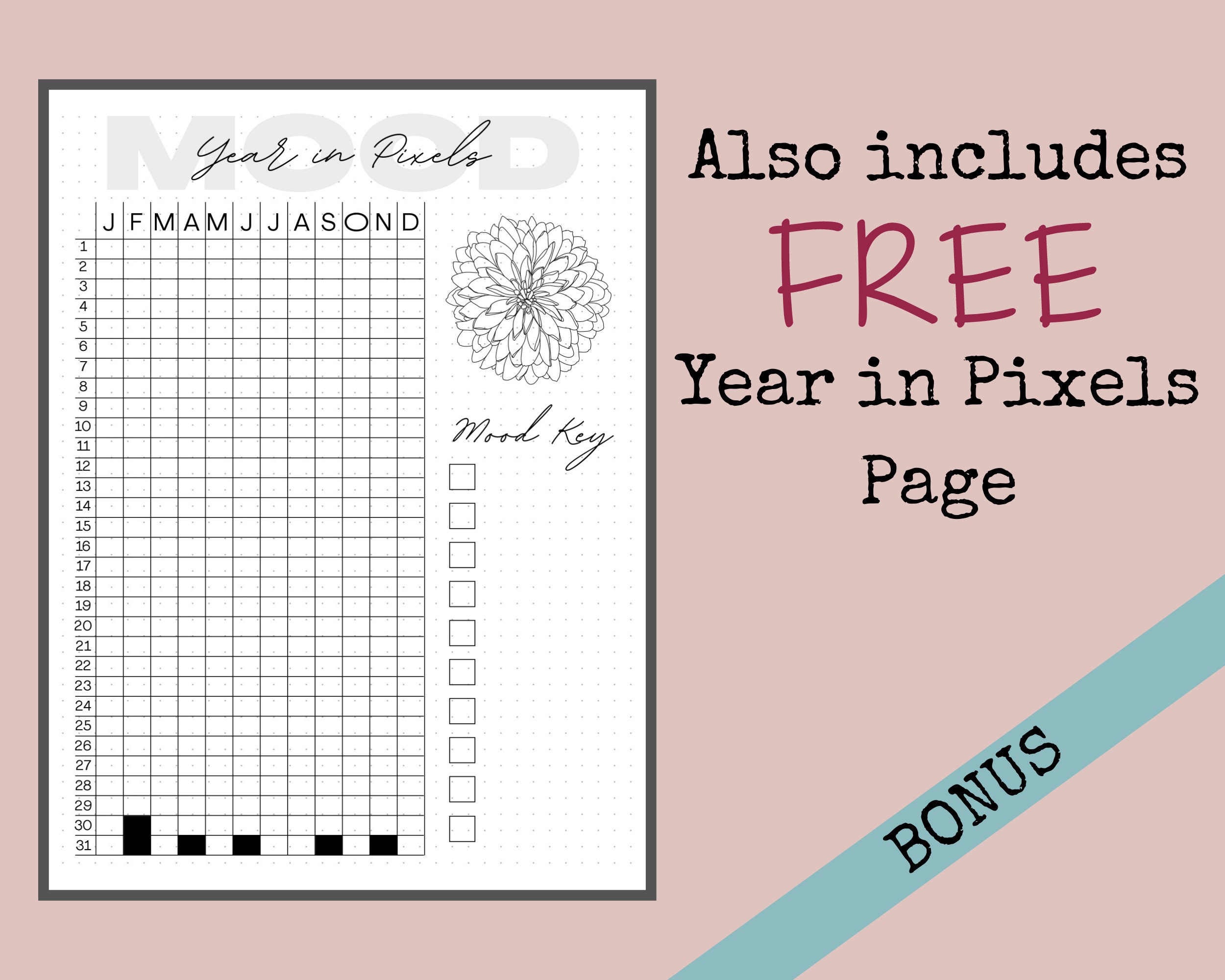 Pre-made 12 Monthly Calendars Bullet Dotted Journal Pages Instant ...