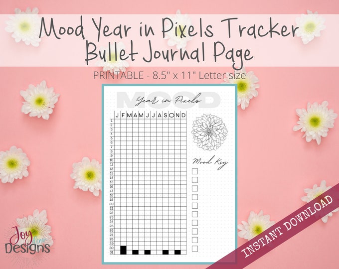 Year in Pixels Mood Tracker Printable for Journal Planner - Etsy Canada
