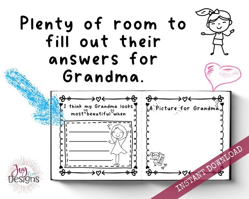 Grandma Fill-in-the-blank Book: Personalized Gift, 28 Page (PDF ...