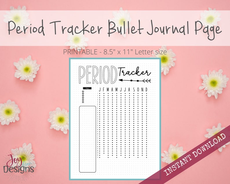 Daily Monthly Period Menstrual Cycle Tracker Bullet Dotted Journal Page ...