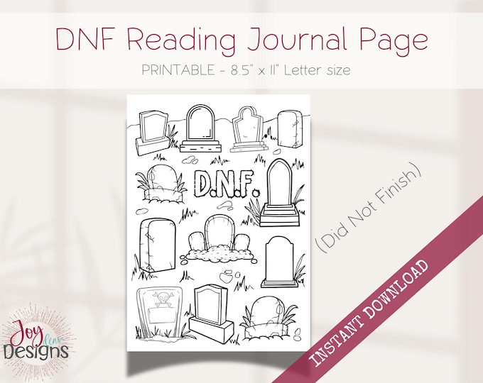 DNF Graveyard | D.N.F. Tracker | Stickers | Colouring | Reading Journal ...