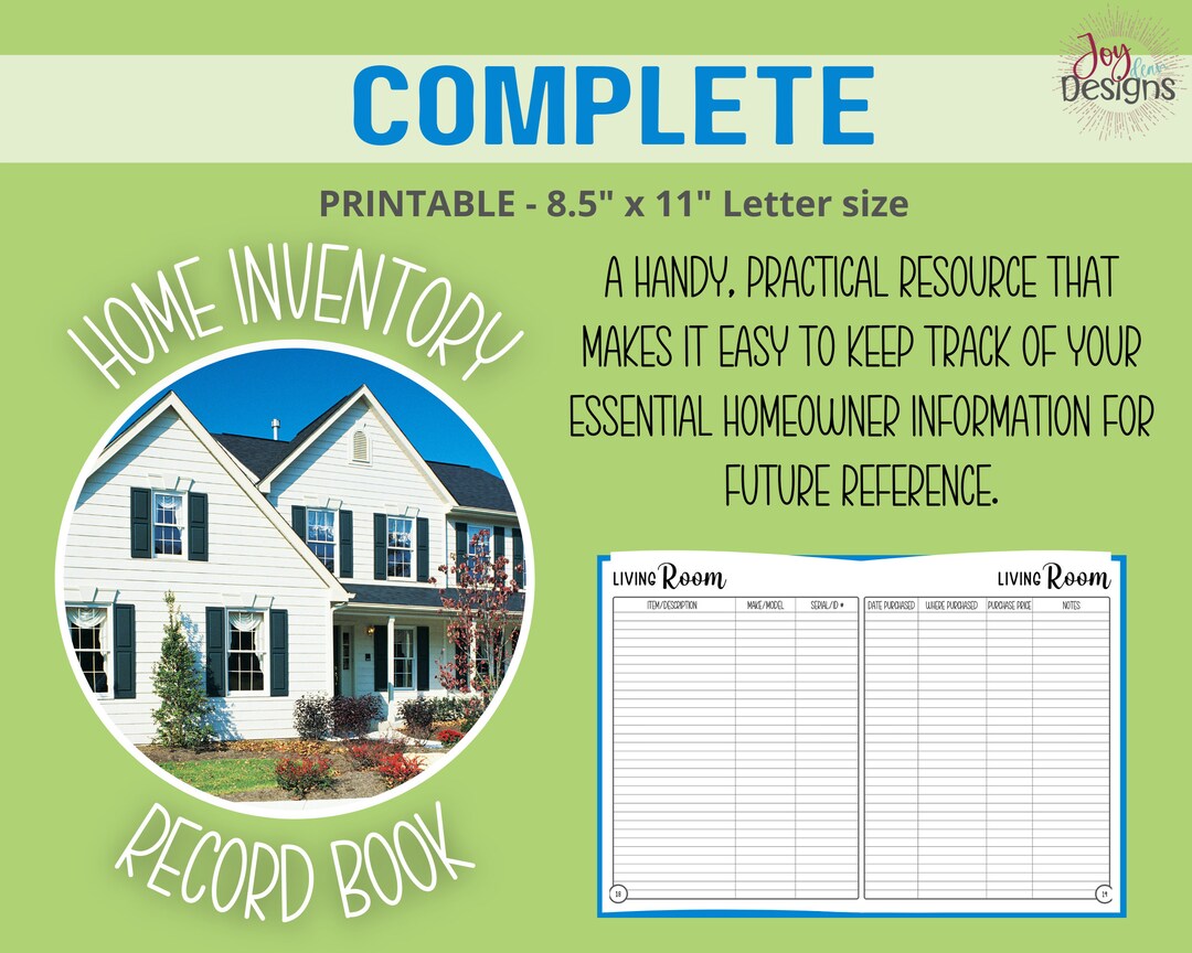 Home Inventory Record Book: Complete Home Inventory and Maintenance ...