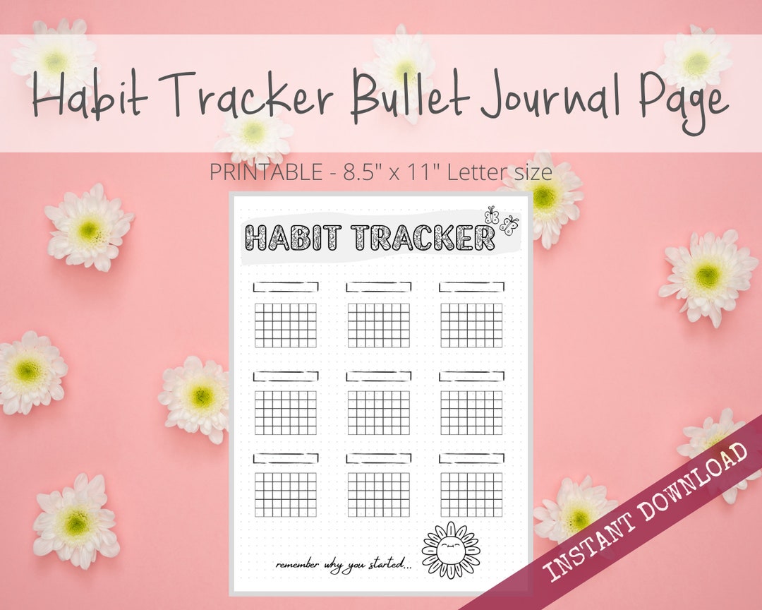 Daily Habit Tracker Bullet Dotted Journal Page Instant Download ...