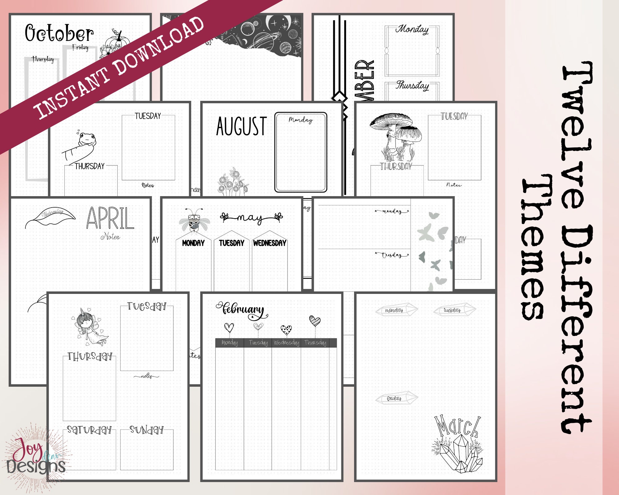 Premade Weekly Planner Printable Bullet Dotted Journal Pages - Etsy