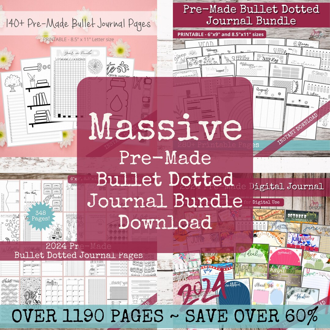 Massive Pre-made Bullet Dotted Journal Pages Bundle Instant Download ...