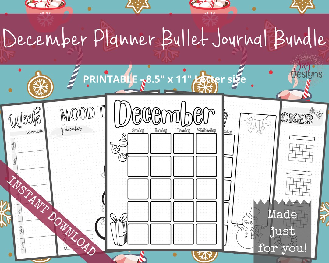 December Pre-made Bullet Dotted Journal Pages Instant Download ...