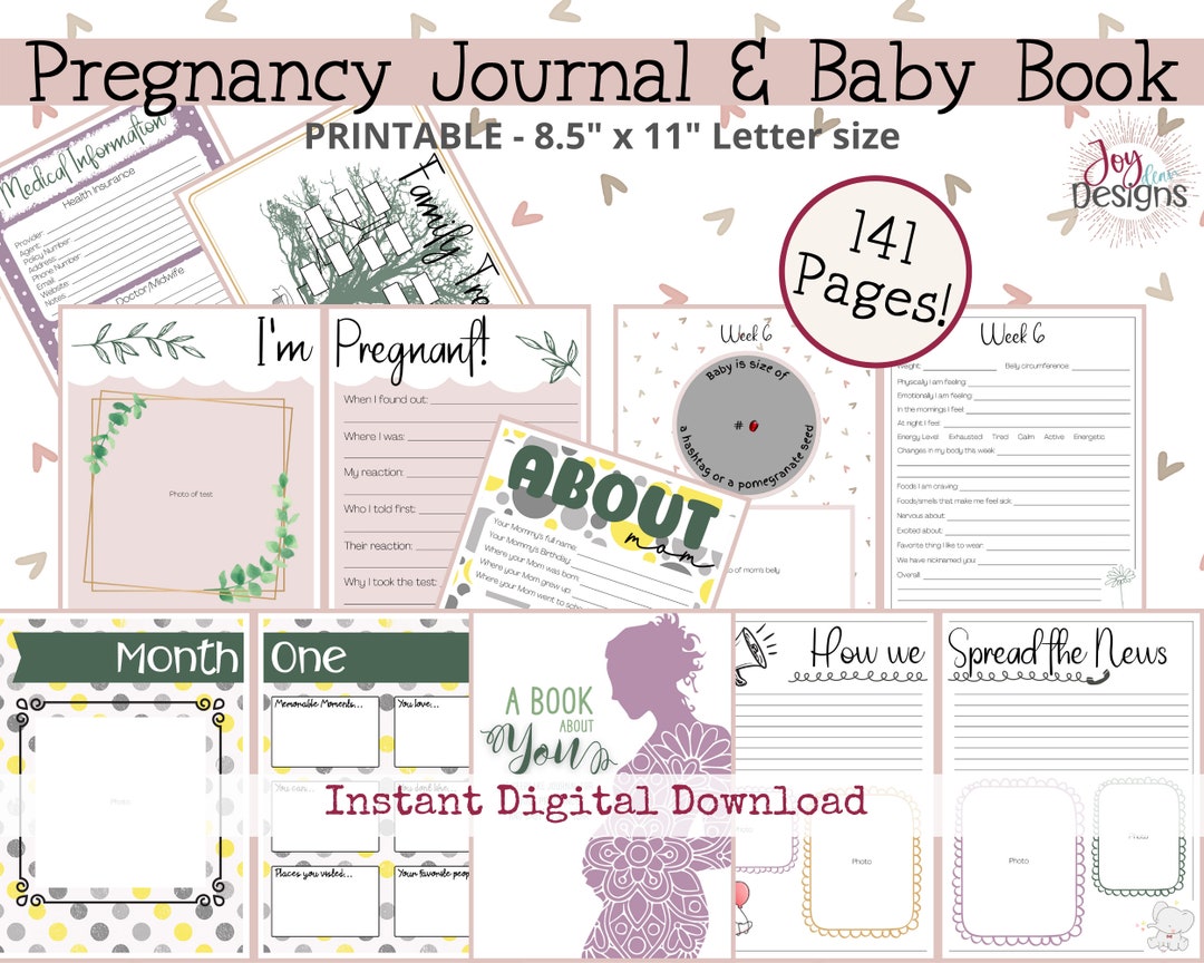 Complete Printable Pregnancy Journal Memory Book to Track From ...