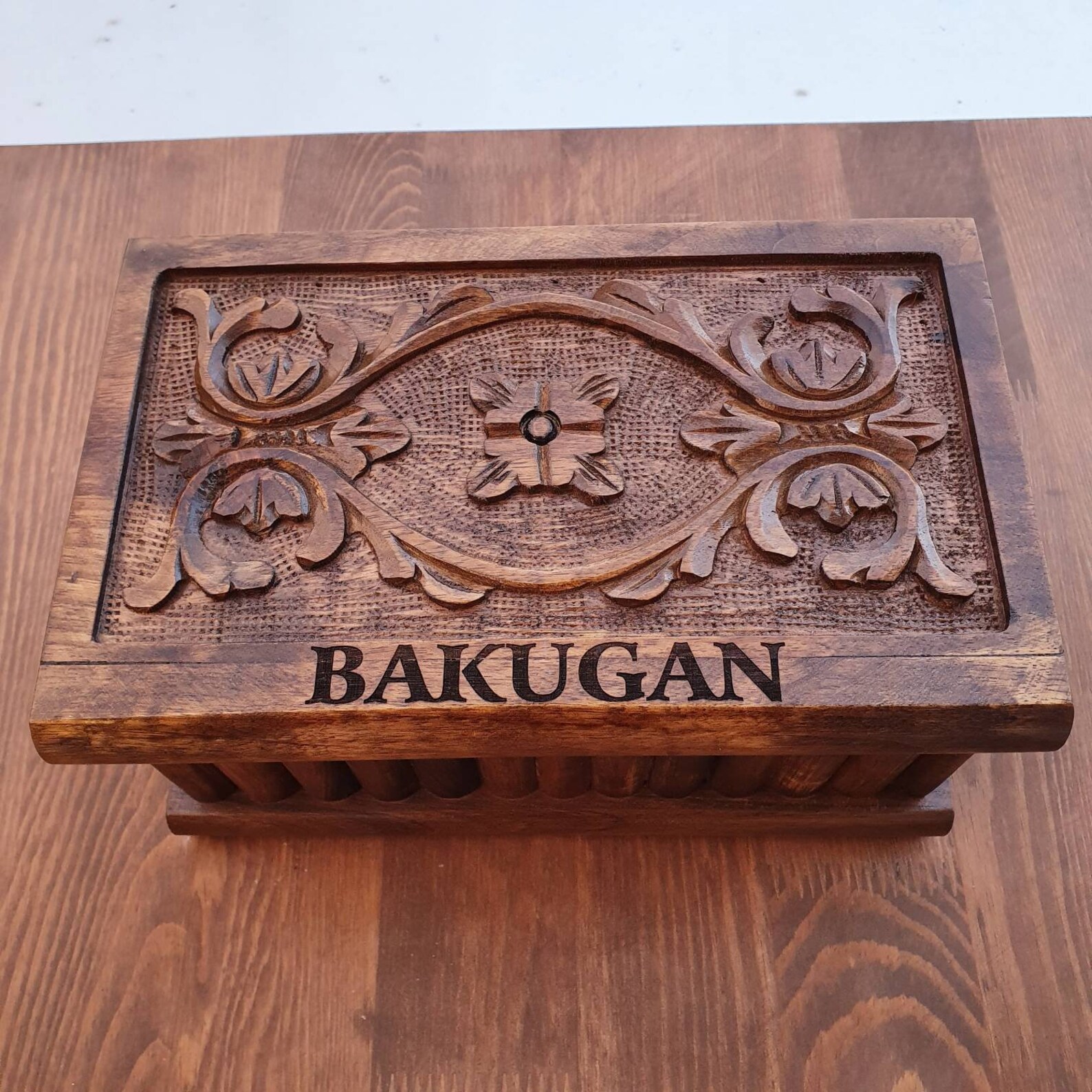 Hand Carved Puzzle Box, Blue Inlay Puzzle Box Walnut Secret Lock Box ...