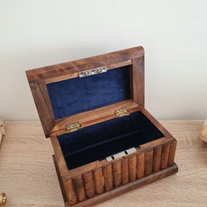 Hand Carved Puzzle Box Blue Inlay Puzzle Box Walnut Secret - Etsy