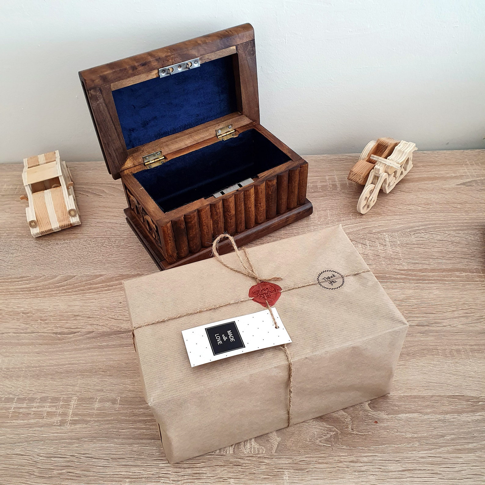 Hand Carved Puzzle Box Blue Inlay Puzzle Box Walnut Secret - Etsy