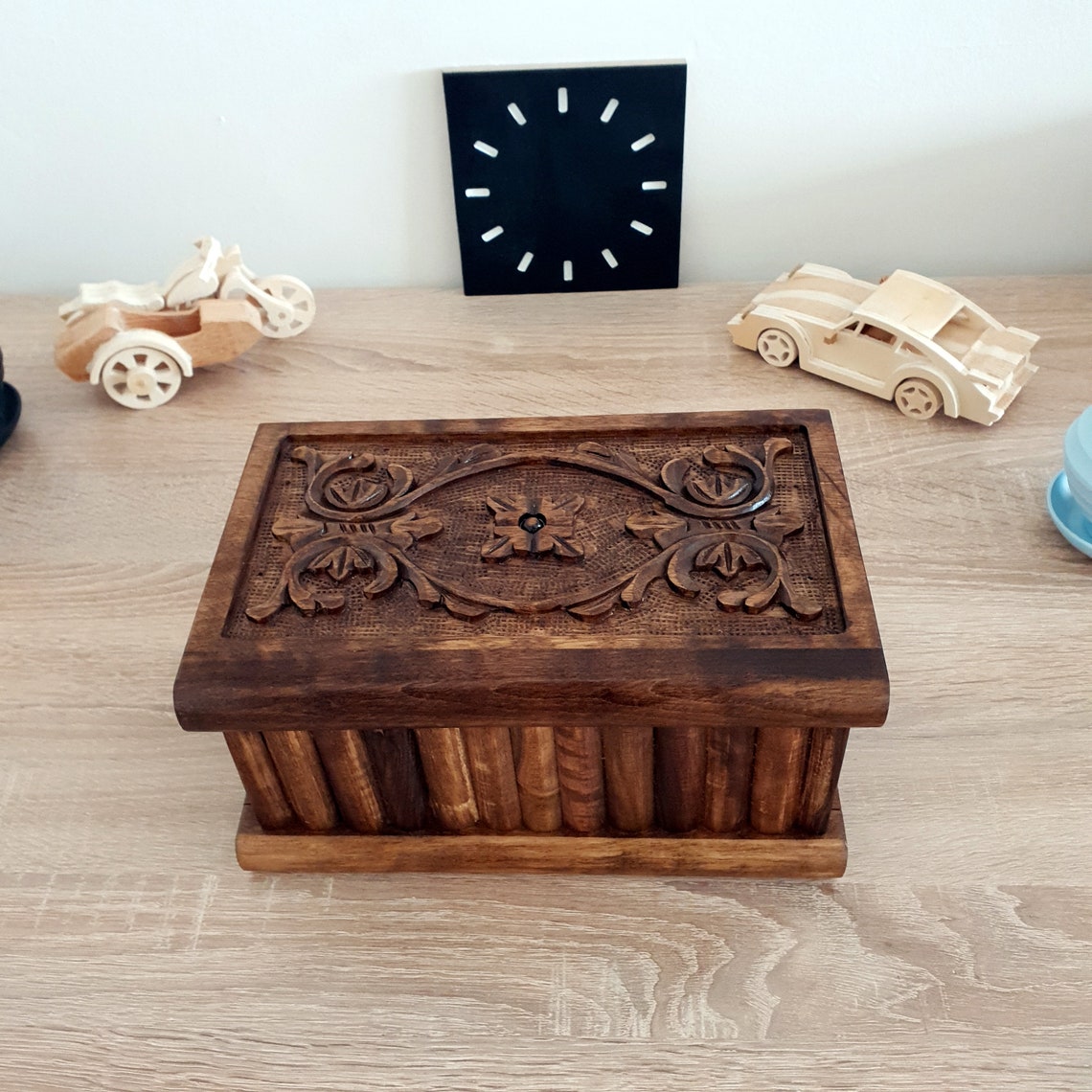 Hand Carved Puzzle Box Blue Inlay Puzzle Box Walnut Secret - Etsy