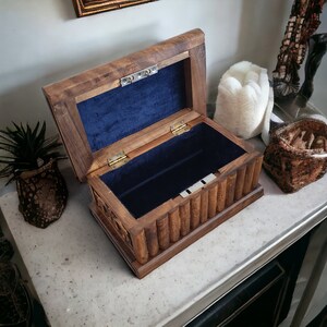 Hand Carved Puzzle Box, Blue Inlay Puzzle Box Walnut Secret Lock Box ...