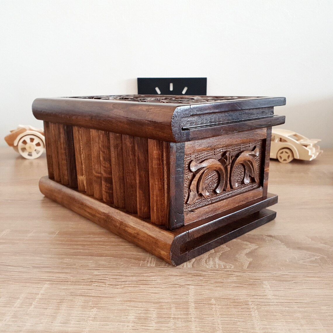 Hand Carved Puzzle Box Blue Inlay Puzzle Box Walnut Secret - Etsy