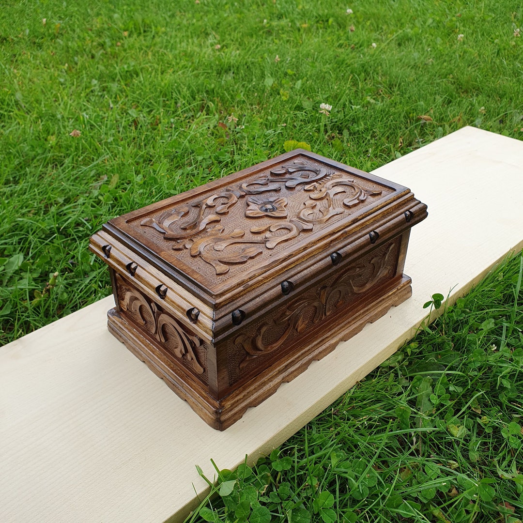 Wooden Puzzle Box, Secret Lock Box, Walnut Jewelry Box, Vintage Jewelry ...