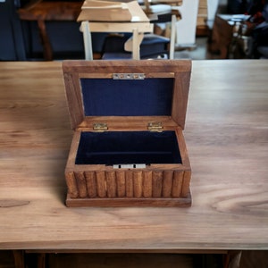 Hand Carved Puzzle Box, Blue Inlay Puzzle Box Walnut Secret Lock Box ...