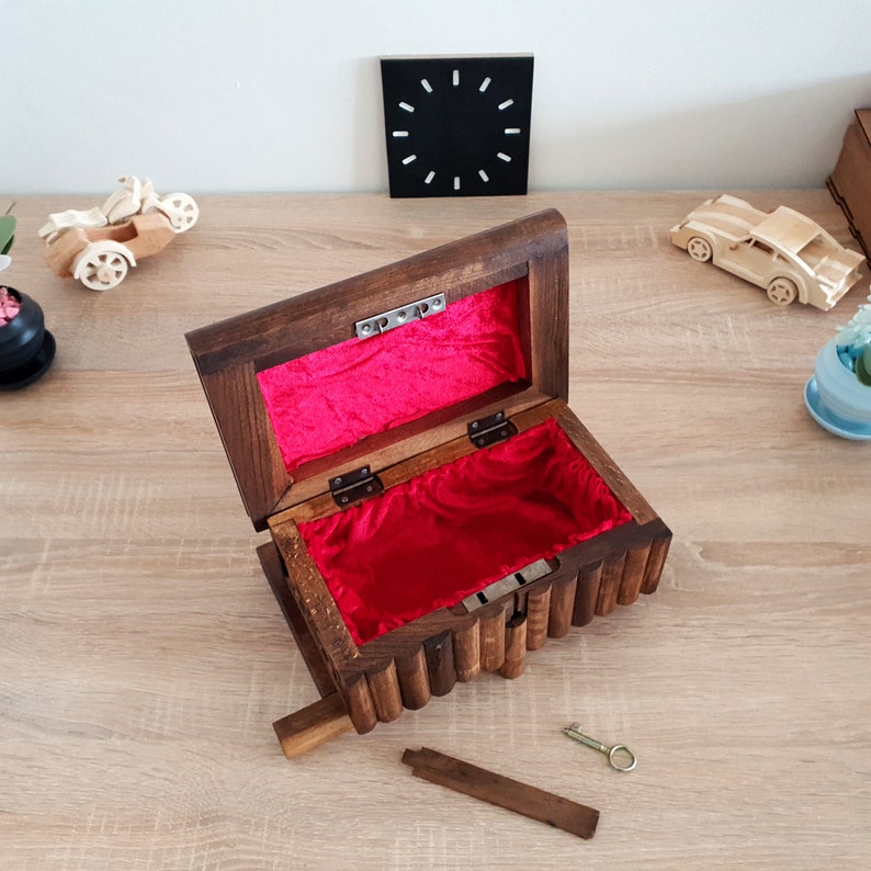 Hand Carved Puzzle Box Walnut Secret Lock Box Vintage | Etsy