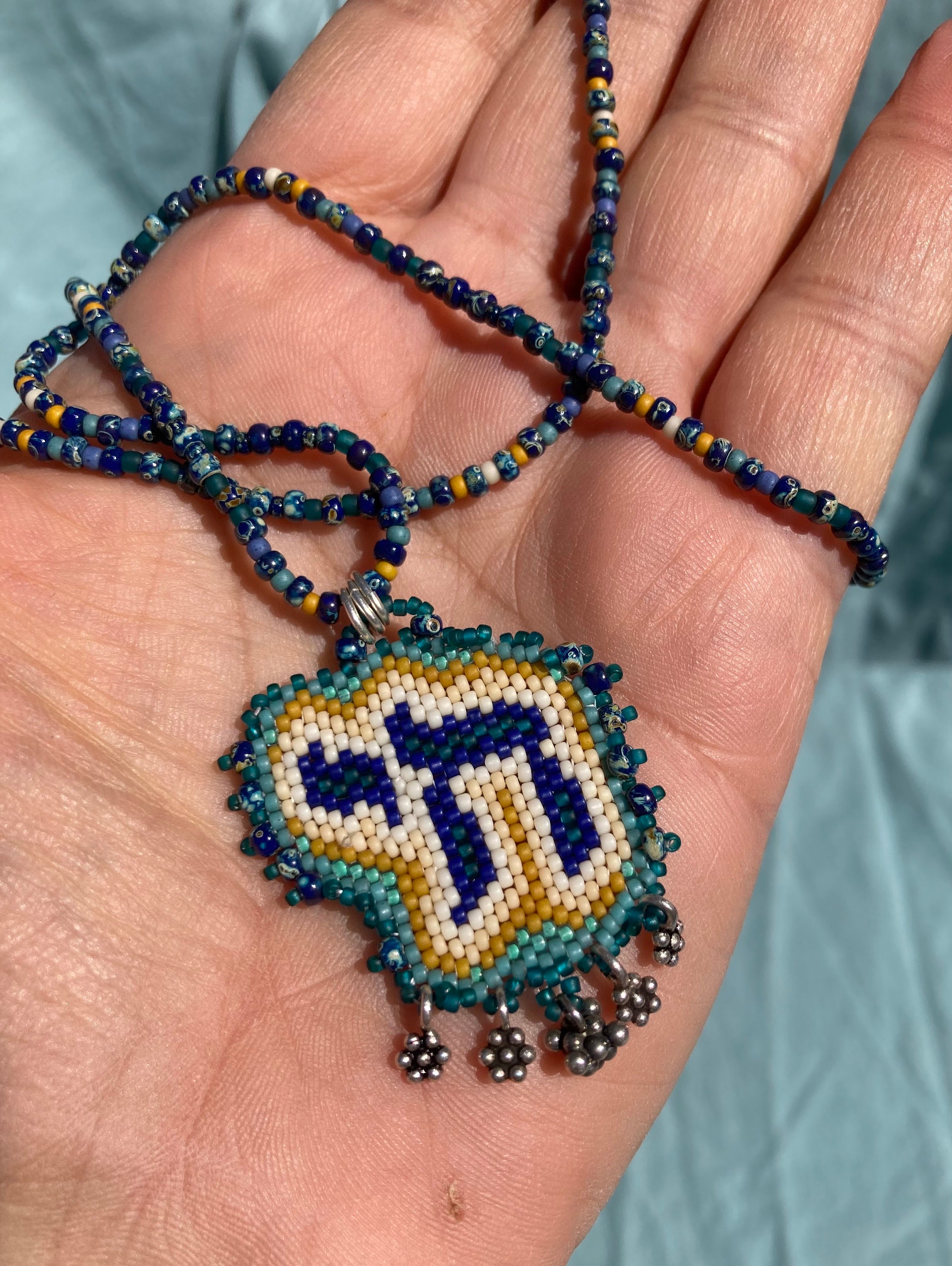 Hebrew Chai, חי ,seed Bead Pendant and Necklace. MADE TO ORDER. New ...