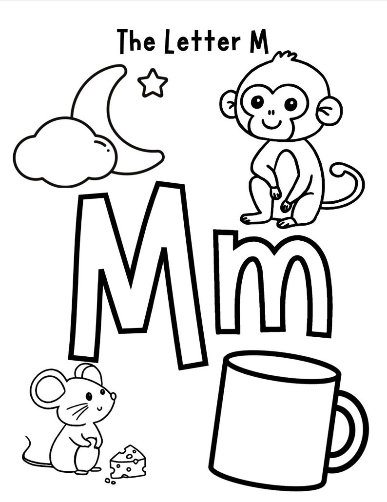 ALPHABET COLORING PAGES - Digital Coloring Book - A to Z Digital ...