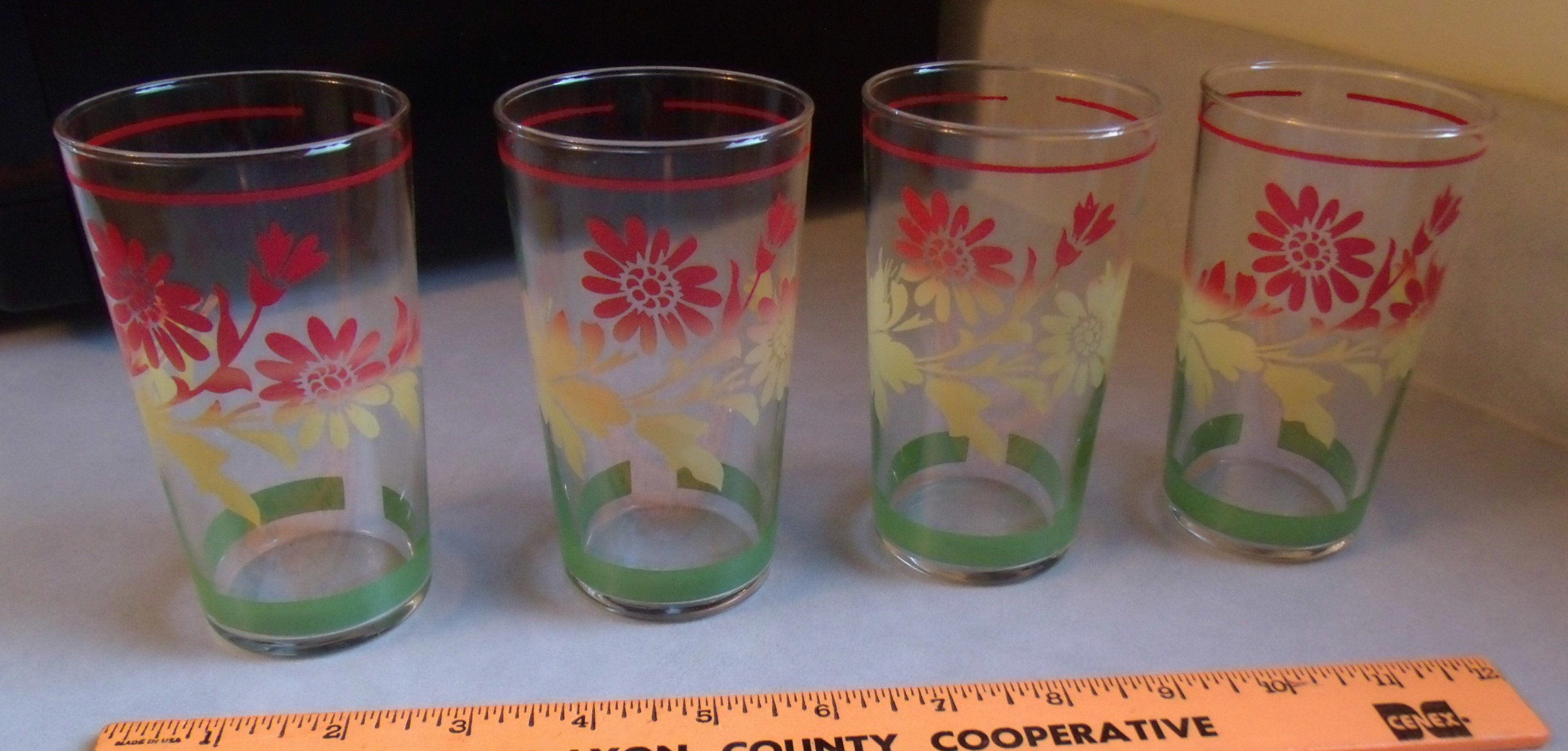 Vintage 60's Libby Glass Tumblers Floral - Etsy