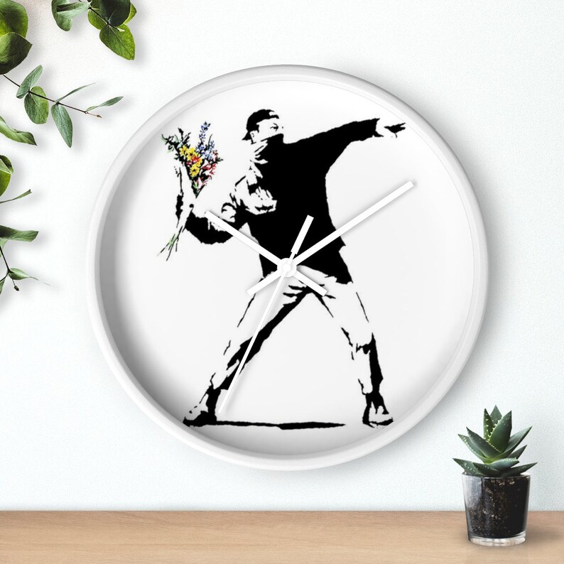 Banksy Flower Thrower Wall Clock Street Art Timepiece Digital Download ...