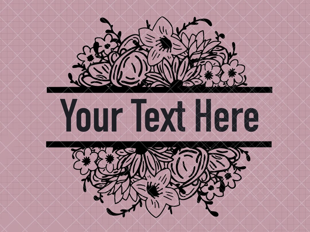 Split Floral Frame SVG PNG Digital Download, Custom Name Frame With ...