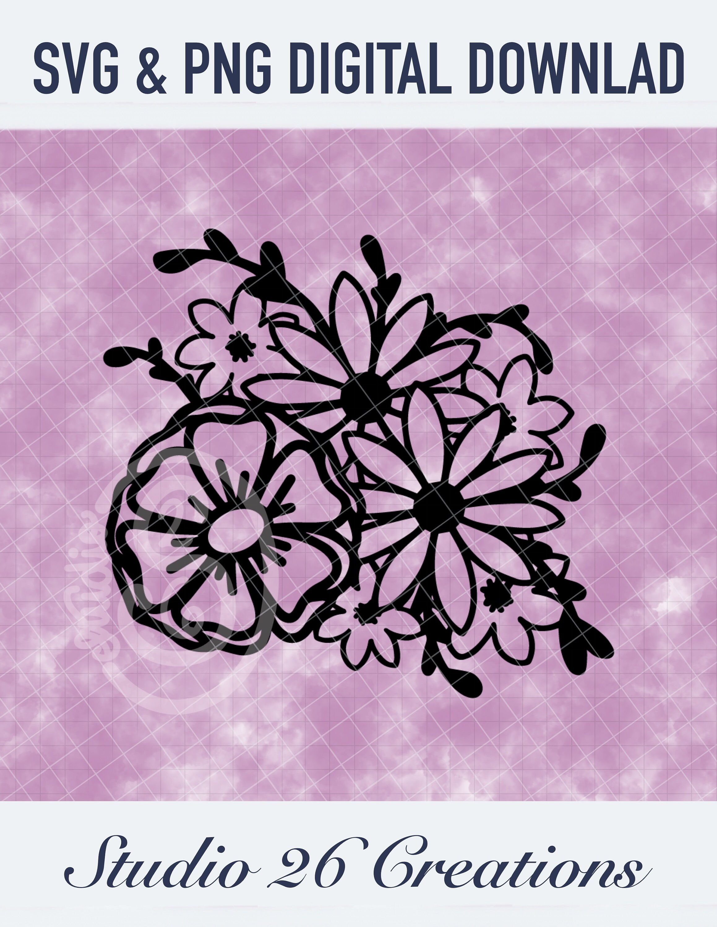 Corner Flower Accent SVG & PNG Digital Download, Flower Accent Cut File ...