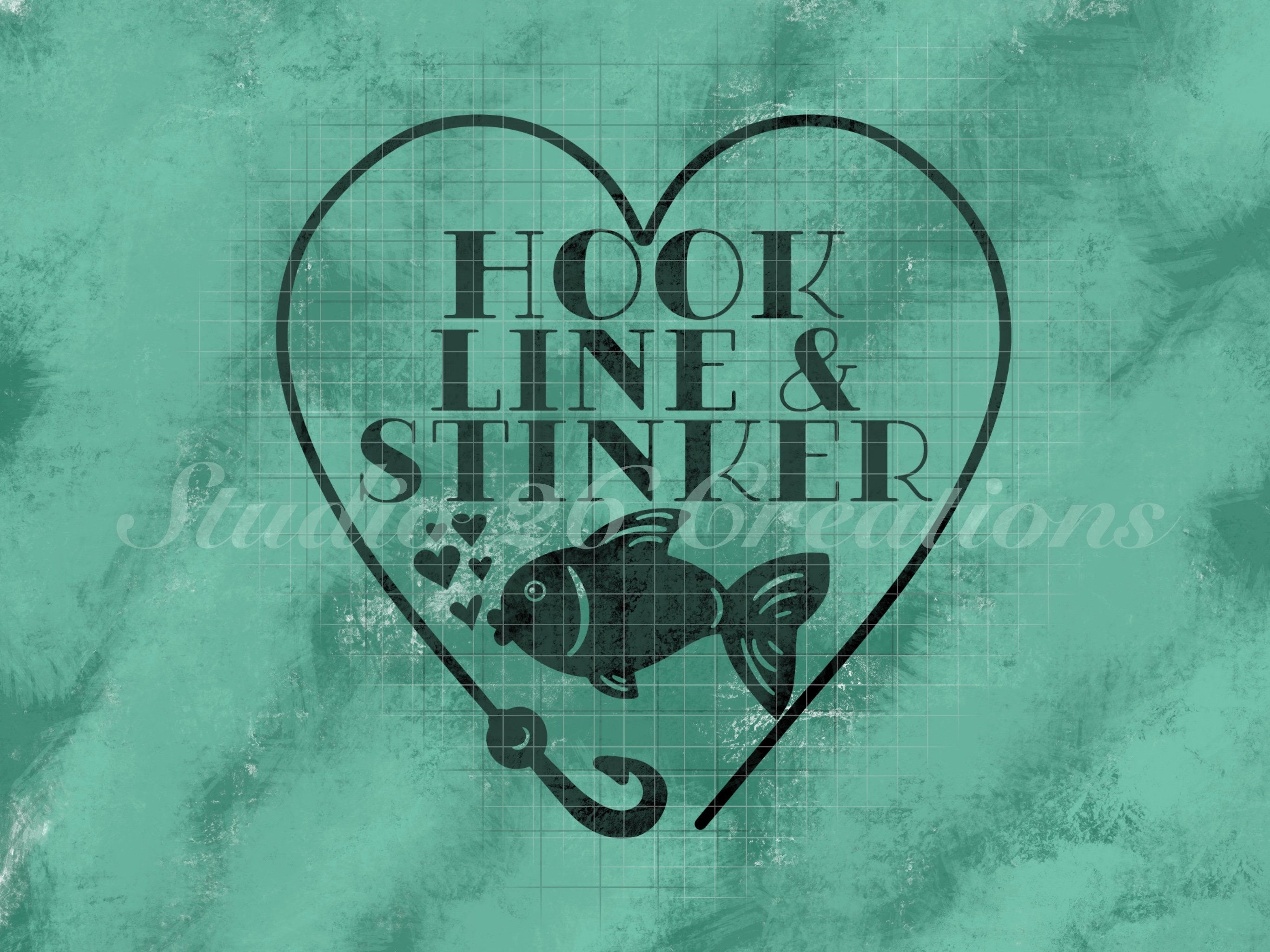Hook Line & Stinker SVG PNG JPEG Digital Download, Fish, Hearts, Hook ...