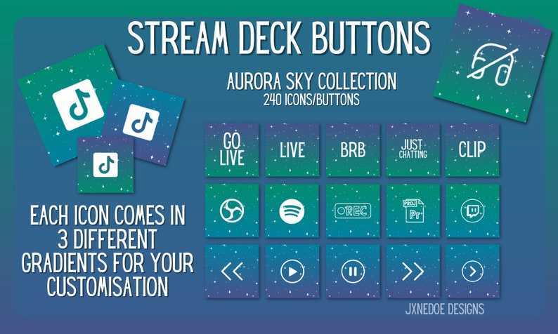 Stream Deck Icons | Stream Deck Buttons | Aurora Sky Collection | 240 ...