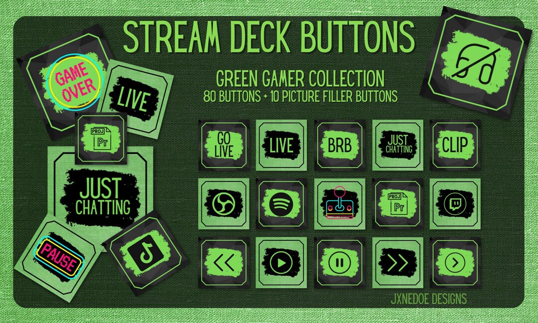 Stream Deck Icons | Stream Deck Buttons | Green Gamer Collection | 80 ...