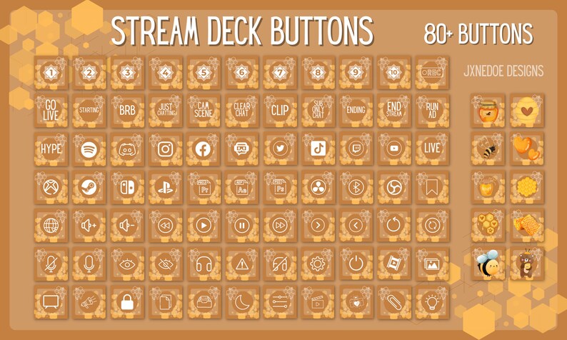 Honeycomb Stream Deck Icons: 90 Twitch & Youtube Buttons (digital ...