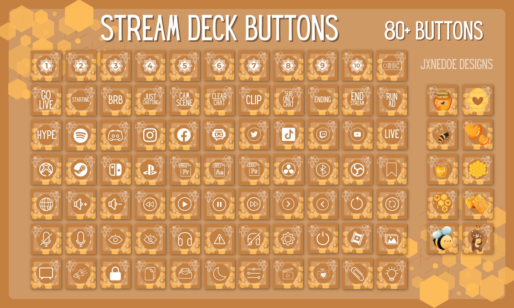 Stream Deck Icons | Stream Deck Buttons | Honeycomb Collection | 80 ...