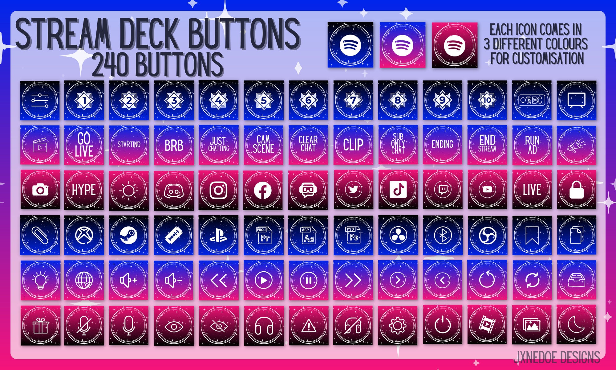 Stream Deck Icons | Stream Deck Buttons | Gradient Galaxy Collection ...