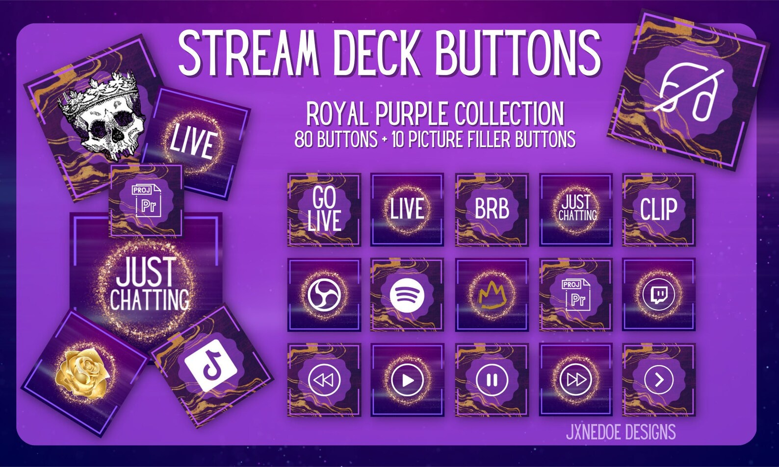 Stream Deck Icons Stream Deck Buttons Royal Purple Collection 80 ...