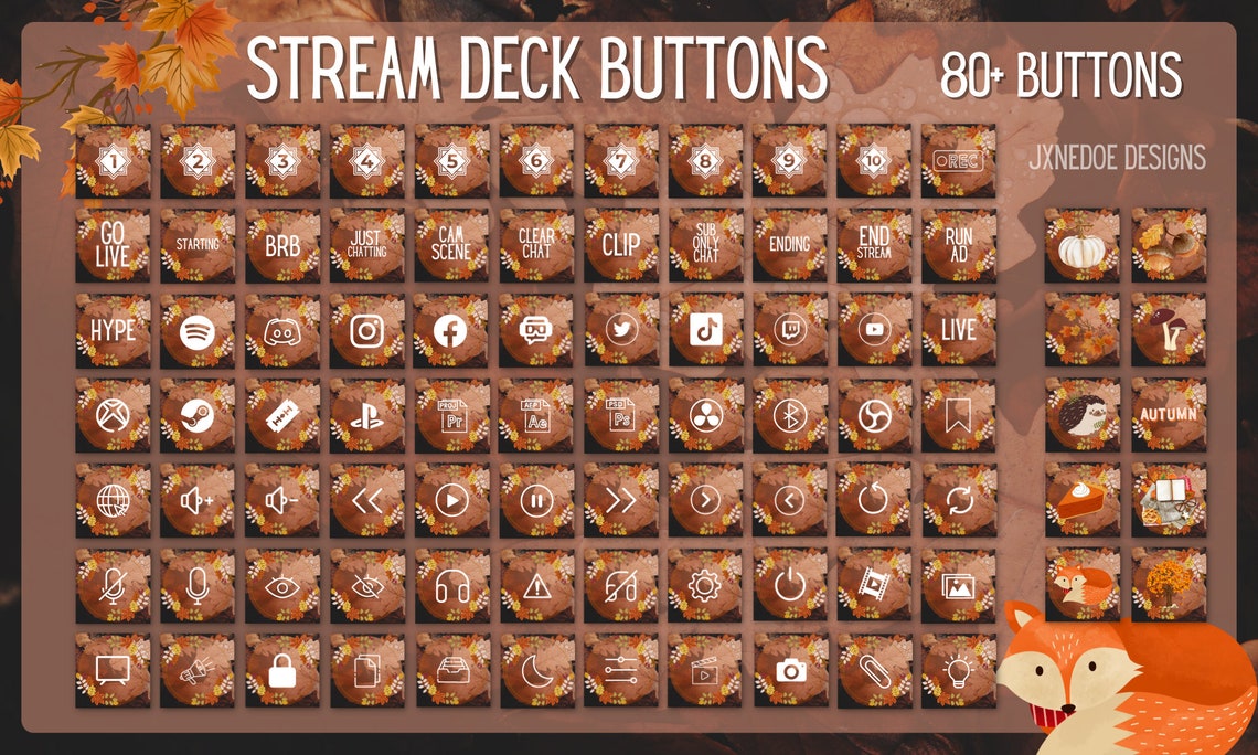 Stream Deck Icons | Stream Deck Buttons | Autumn Leaf Collection | 80 ...