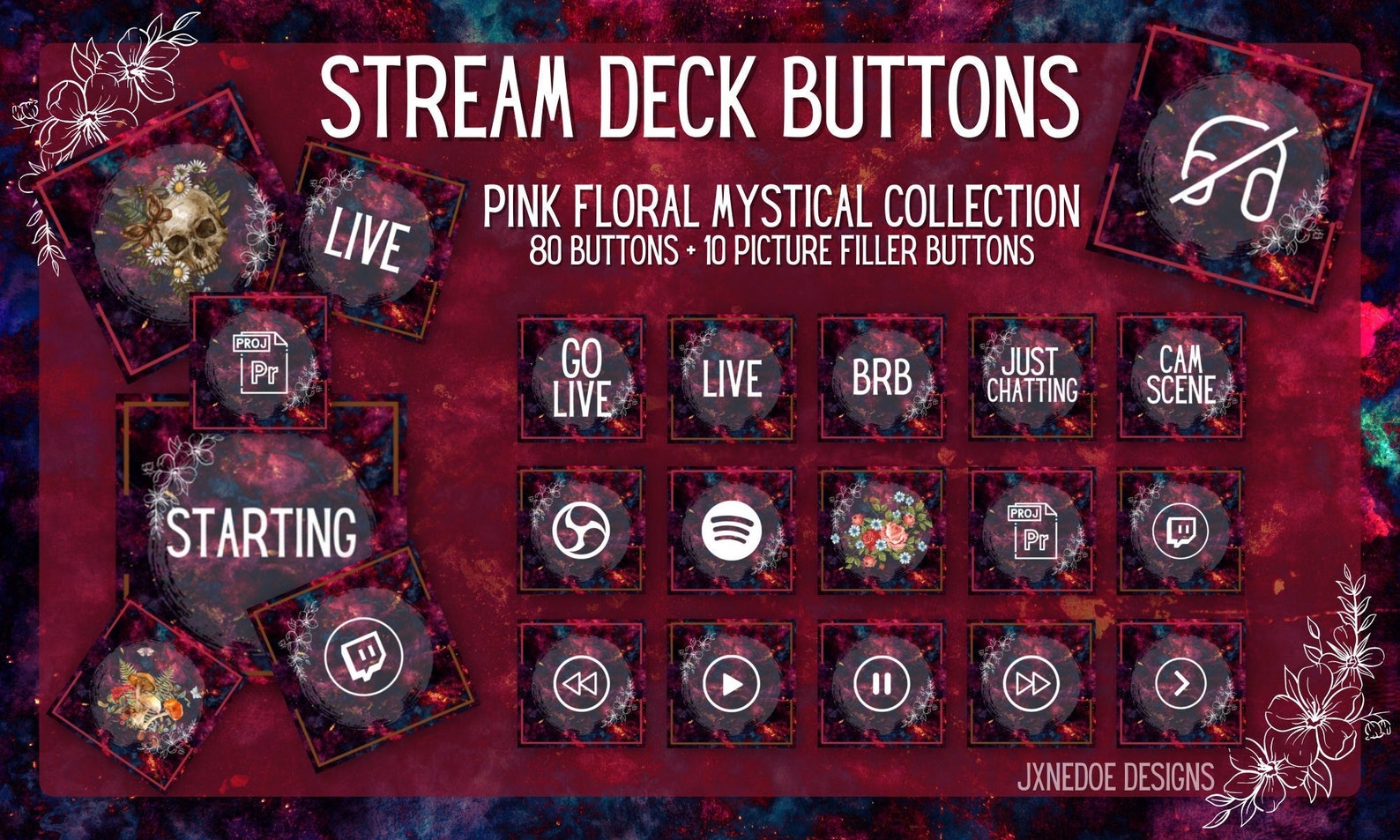 Stream Deck Icons | Stream Deck Buttons | Pink Mystical Collection | 80 ...