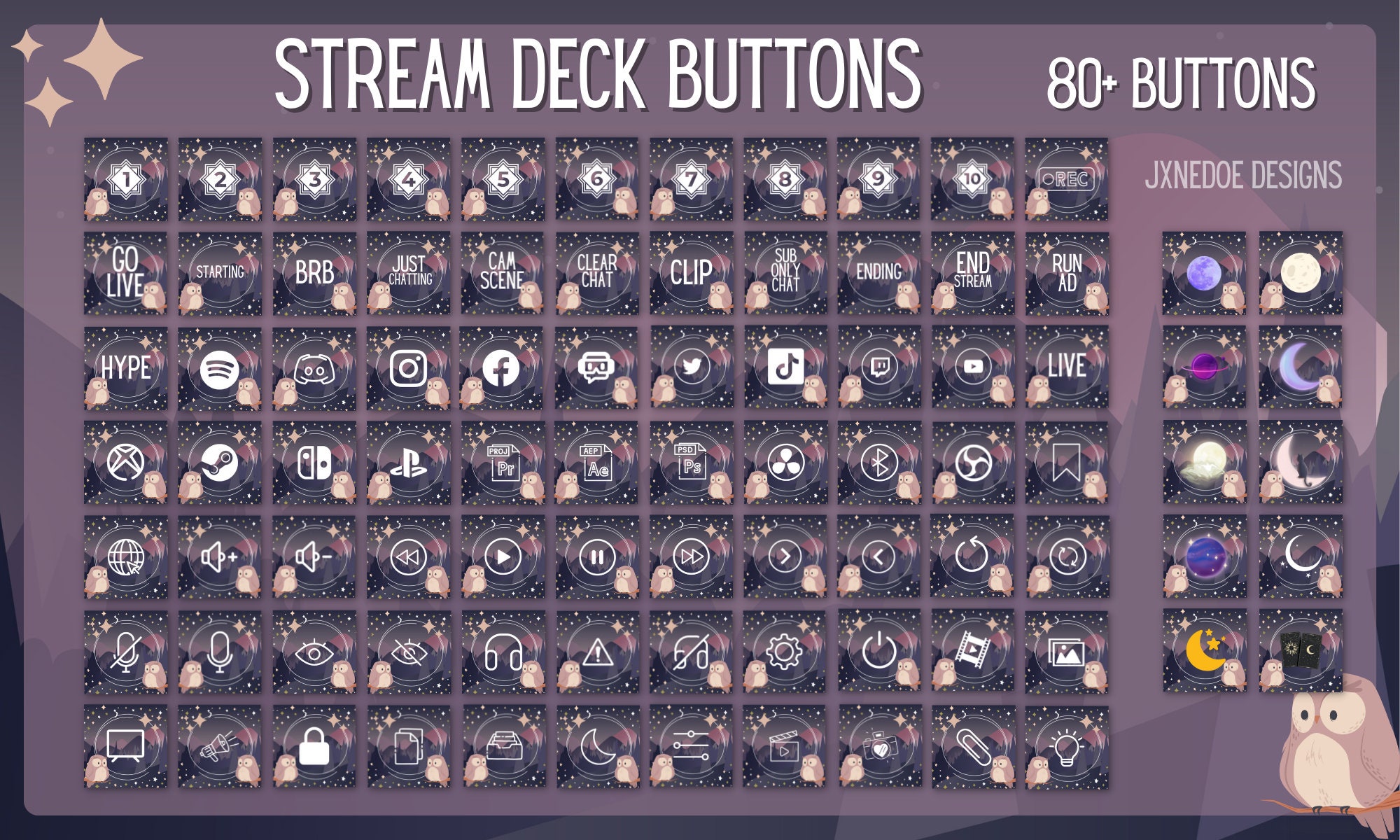 Stream Deck Icons Stream Deck Buttons Starlight Night Collection 80 ...