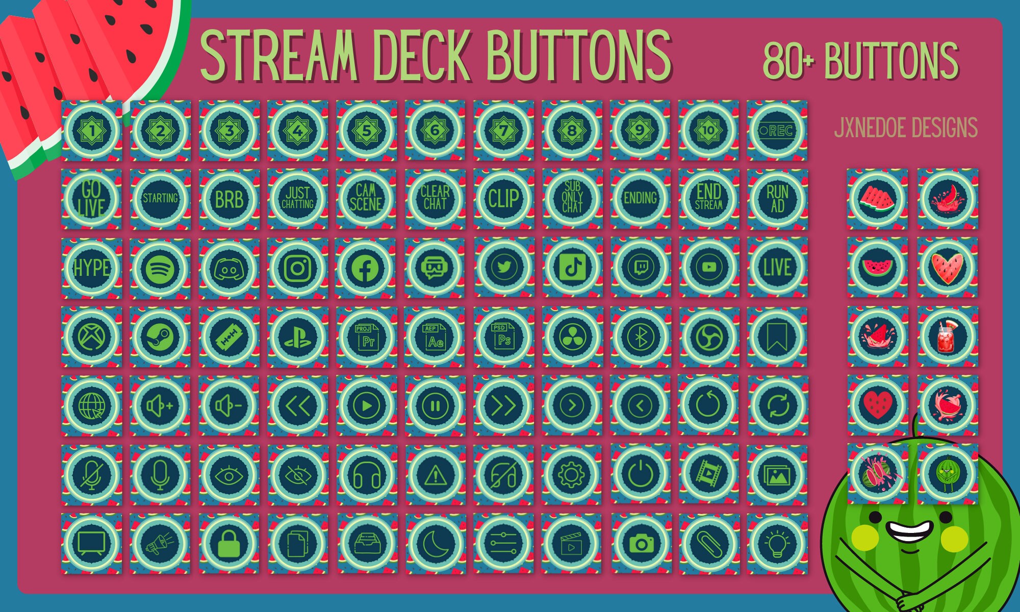Stream Deck Icons | Stream Deck Buttons | Fresh Watermelon Collection ...