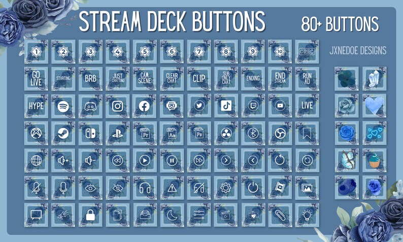 Stream Deck Icons | Stream Deck Buttons | Blue Rose Collection | 80 ...
