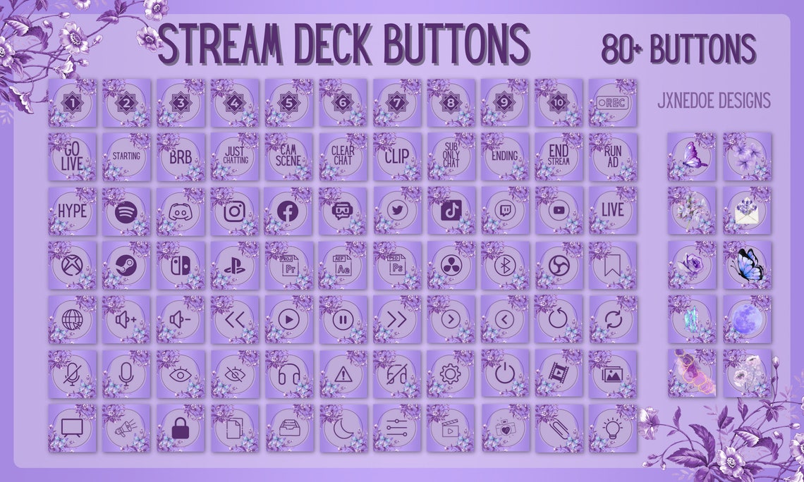 Stream Deck Icons Stream Deck Buttons Digital Lavender Collection 80 Function Buttonsicons 10