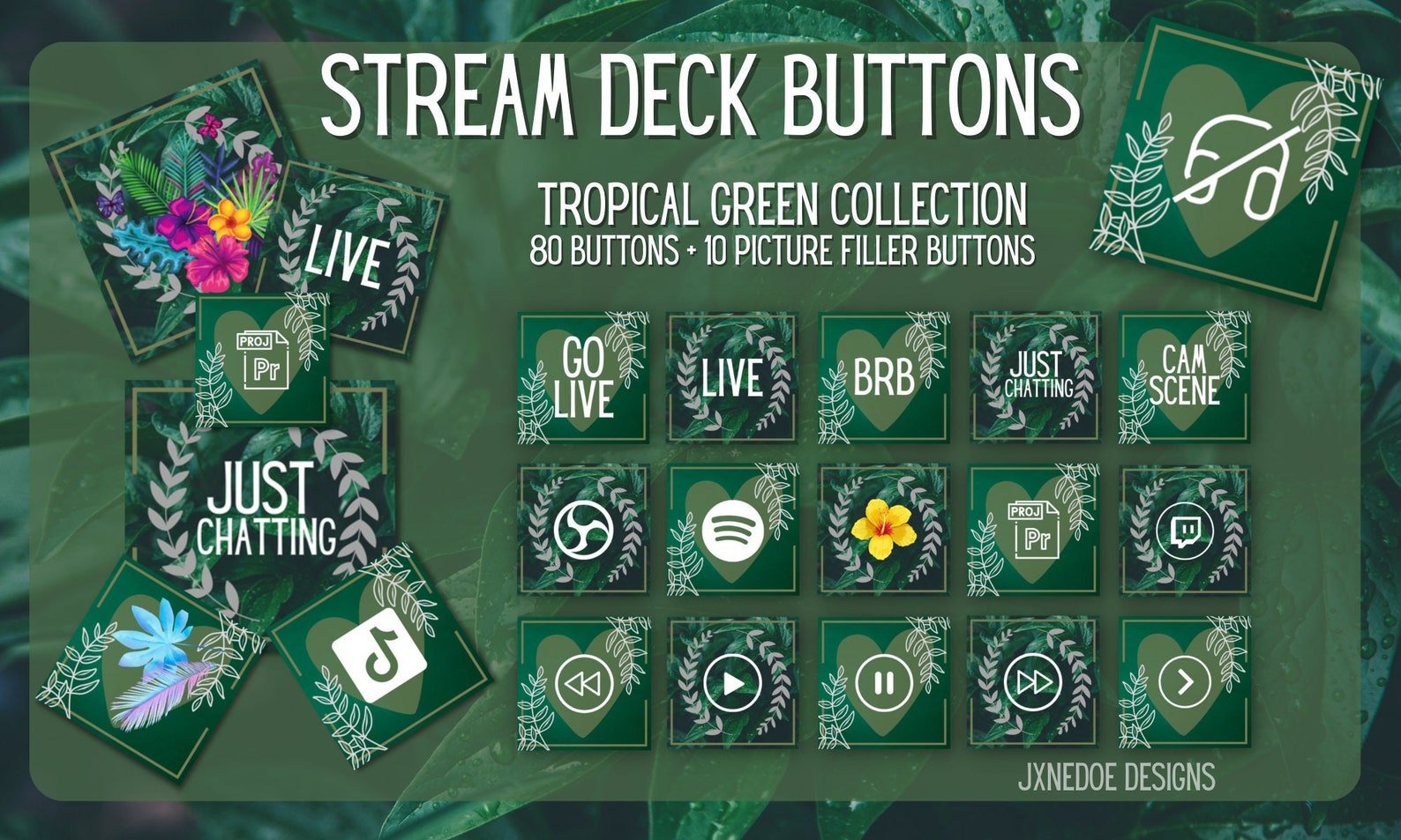 Stream Deck Icons Stream Deck Buttons Tropical Green - Etsy