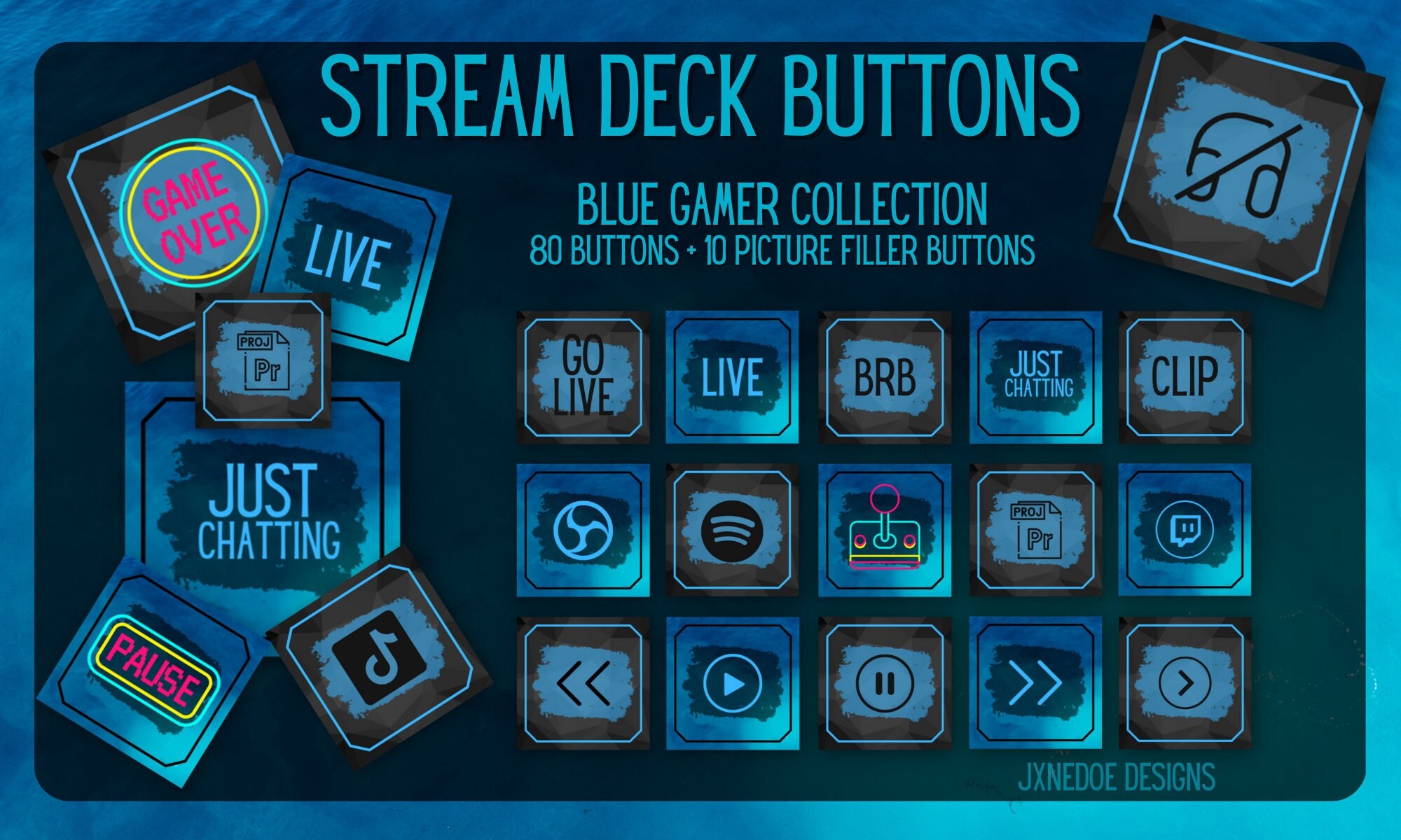 Stream Deck Icons | Stream Deck Buttons | Blue Gamer Collection | 80 ...