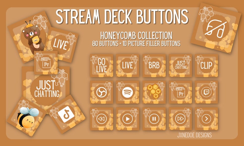 Stream Deck Icons Stream Deck Buttons Honeycomb Collection 80 Function Buttonsicons 10