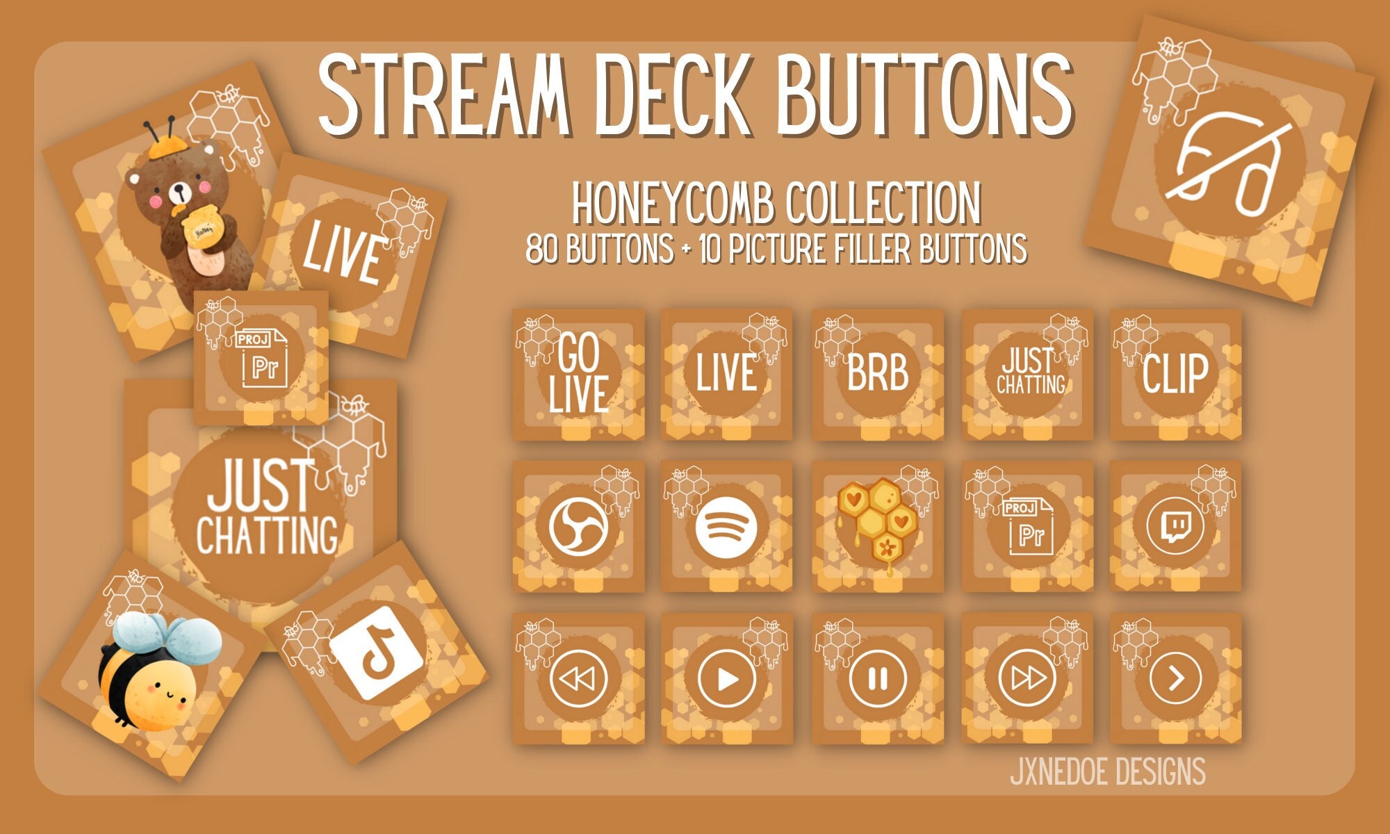 Stream Deck Icons Stream Deck Buttons Honeycomb Collection 80