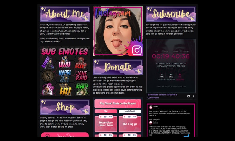 Twitch Panels 38 320px X 100px Moonlight Collection - Etsy