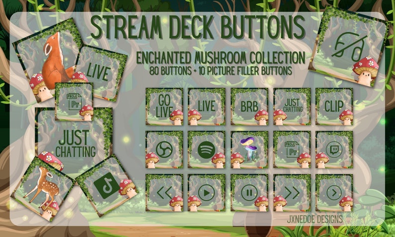 Enchanted Mushroom Stream Deck Icons: 90 PNG Buttons (digital Download ...
